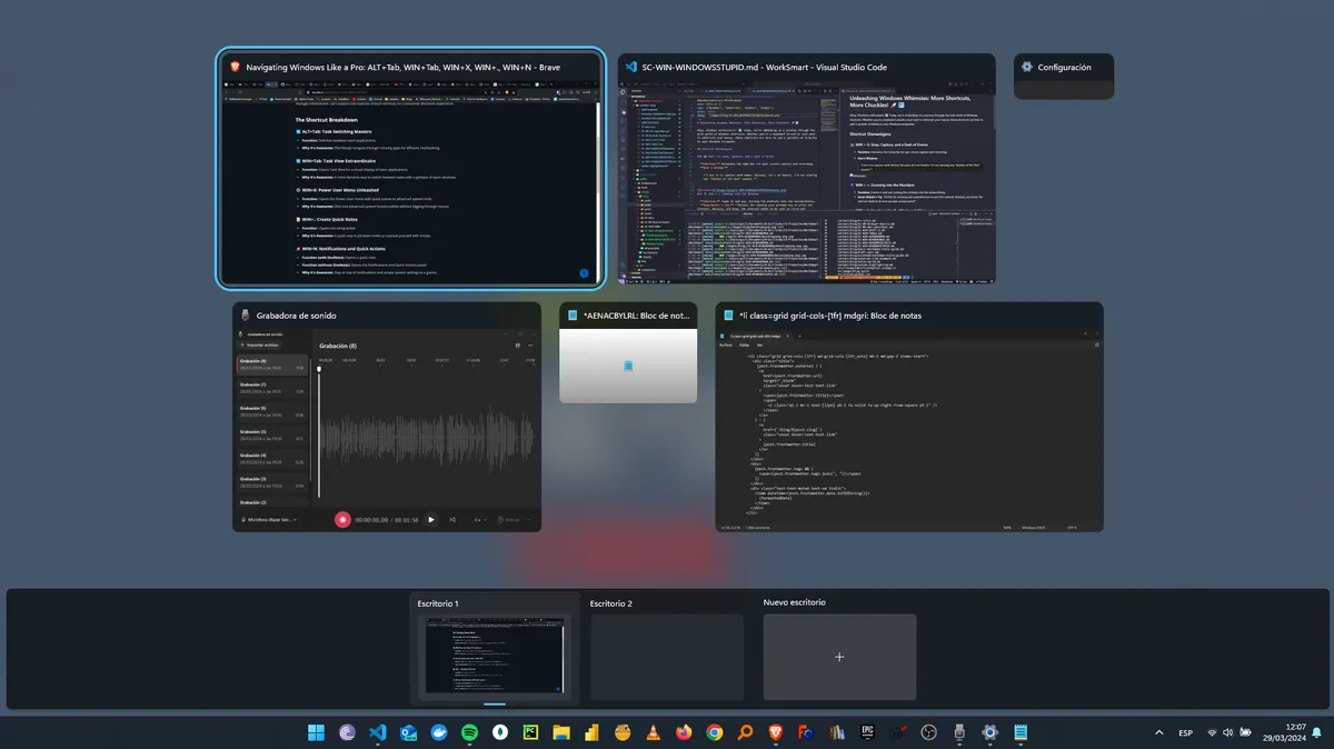 Navigating Windows Like a Pro: ALT+Tab, WIN+Tab, WIN+X, WIN+., WIN+N